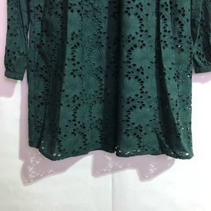 Zara | Dresses | Zara Trafaluc Forrest Green Eyelet Lace Long Sleeve Tunic Mini Dress X Small ...